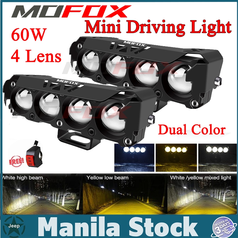 MOFOX P4 Laser Gun Motorcycle Mini Driving Light MDL Dual Color Hi/Lo Auxiliary Light 60W ...