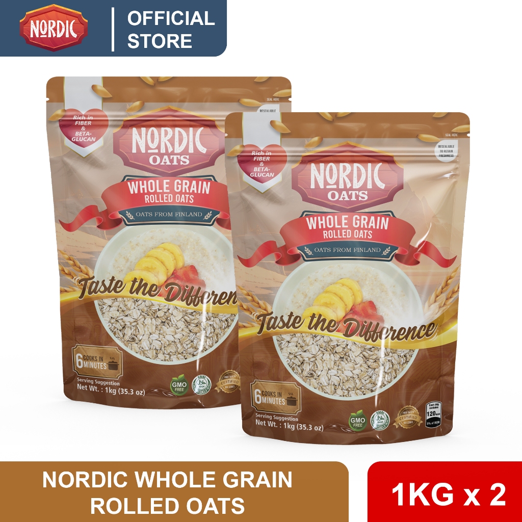 Nordic Oats Whole Grain Rolled Oats 1Kg (Pack of 2) | Shopee Philippines