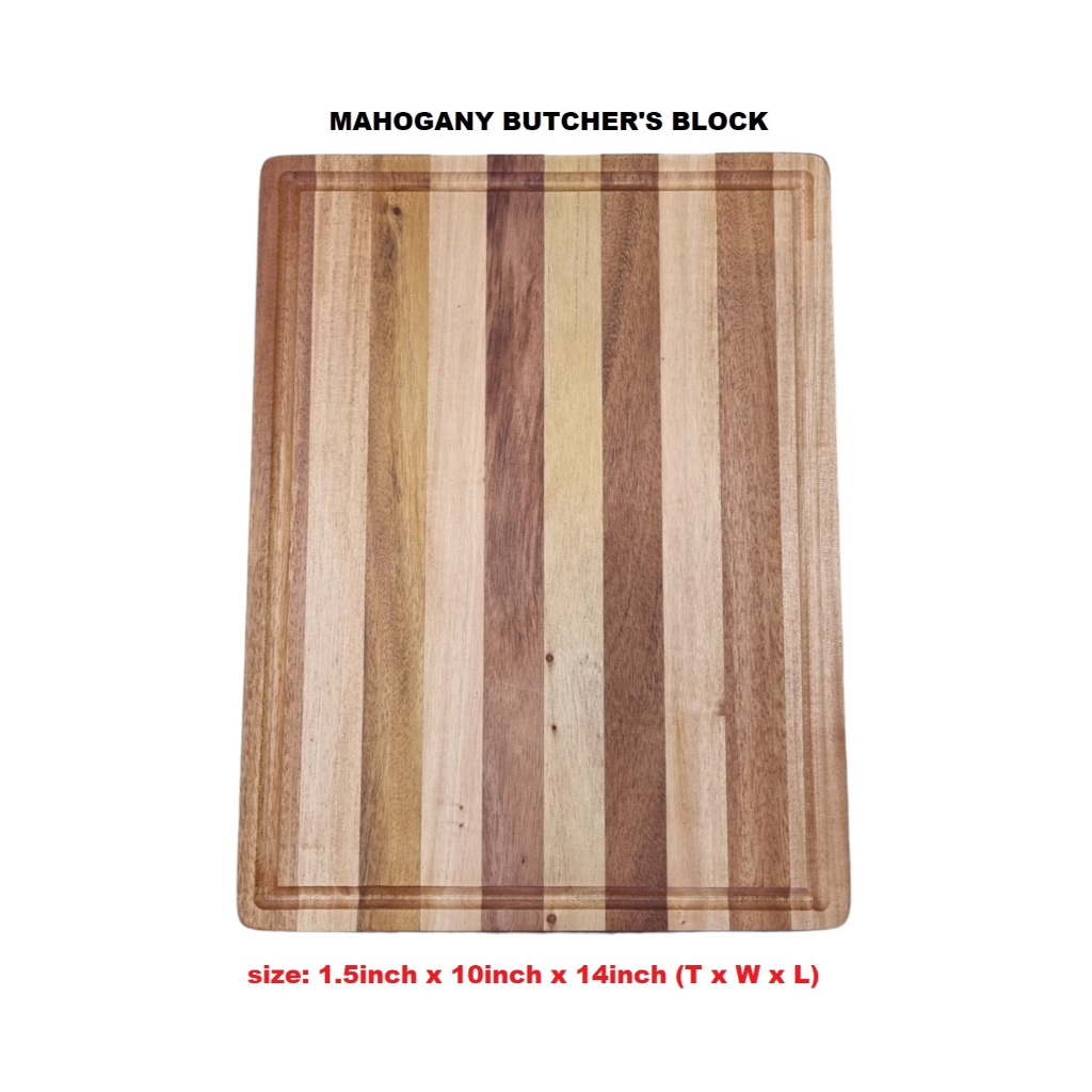 Butcher Block (Edge Grain) Genuine Mahogany Wood 1.5" x 10" x 14 ...