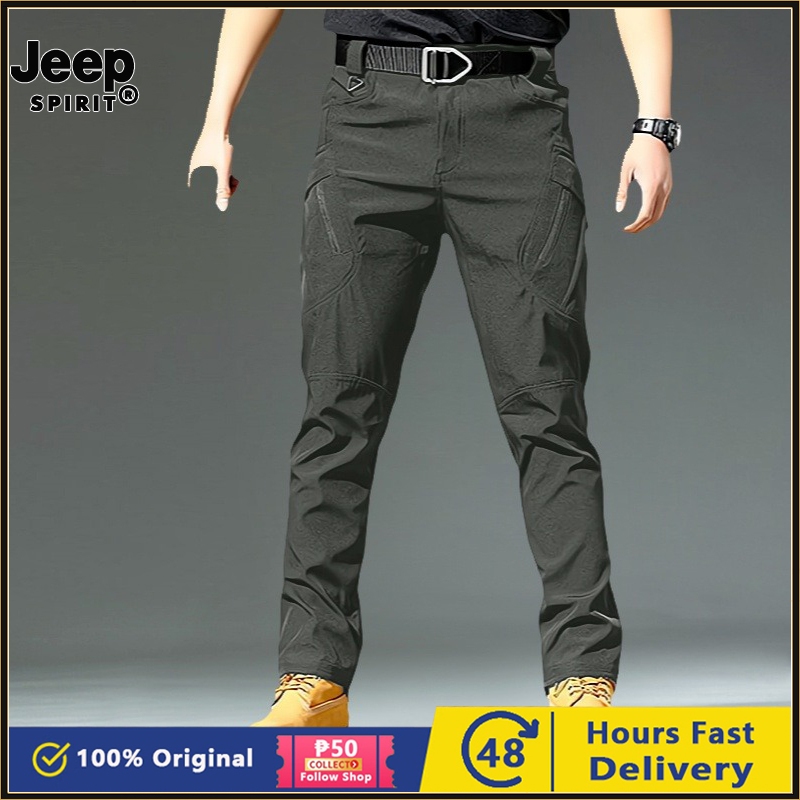 JEEP SPIRIT Men Tactical Pants Multi Pockets Outdoor Waterproof Quick ...