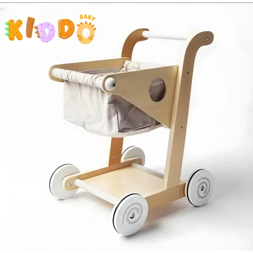 Mambobaby Children Wooden Grocery Cart Trolley Shopping Toy Play Set ...