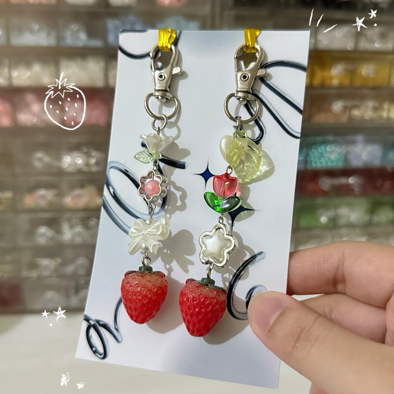 beaded strawberry bag keychain (accessory) | Shopee Philippines