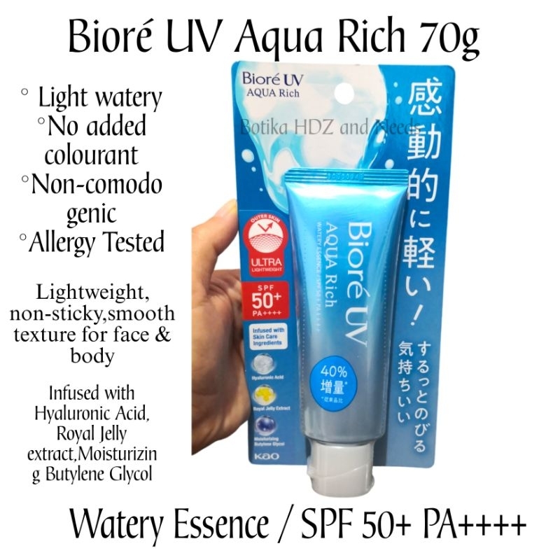 Biore UV Aqua Rich Sunscreen SPF 50+ PA++++ Watery Essence SunProtect ...