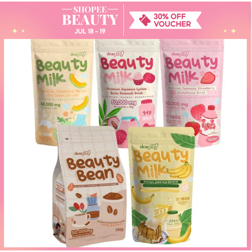 DEAR FACE Collagen Drink Beauty Milk Melon Strawberry Mango Lychee ...
