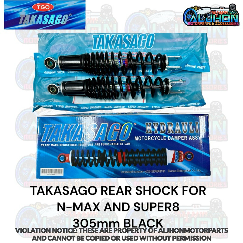 TAKASAGO REAR SHOCK FOR NMAX AND SUPER8 305mm BLACK | Shopee Philippines