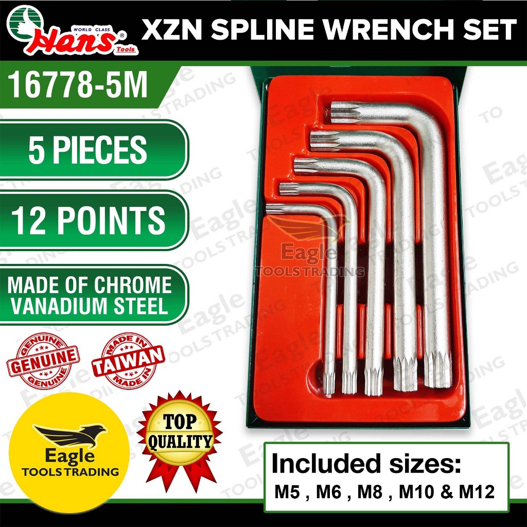 Hans 5 pieces 12 points XZN Spline Key Wrench Set M5-M12 | Shopee ...