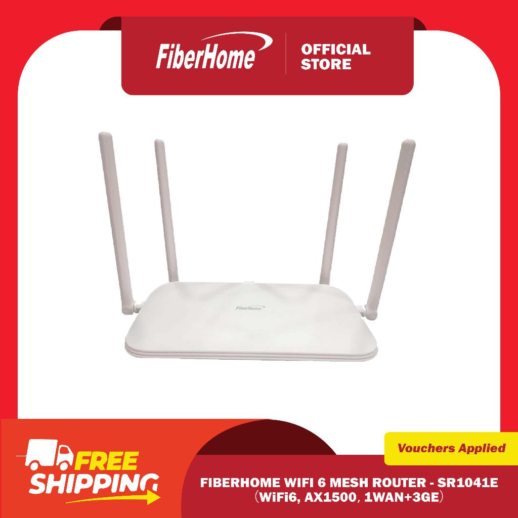 FIBERHOME WIFI 6 MESH ROUTER - SR1041E（WiFi6, AX1500，1WAN+3GE） | Shopee ...