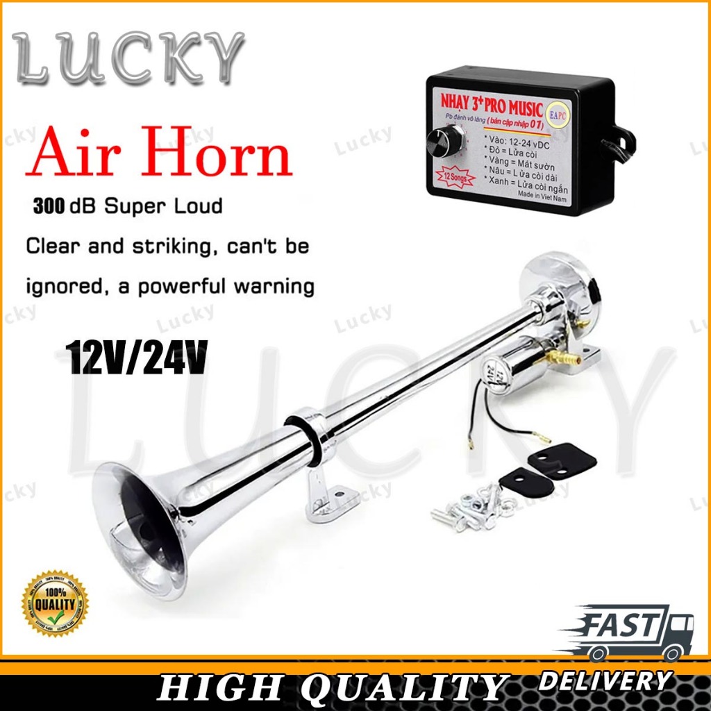 Lucky 300DB 12V 24V 17 inch Truck Air Horn Subwoofer Horn Tubes ...