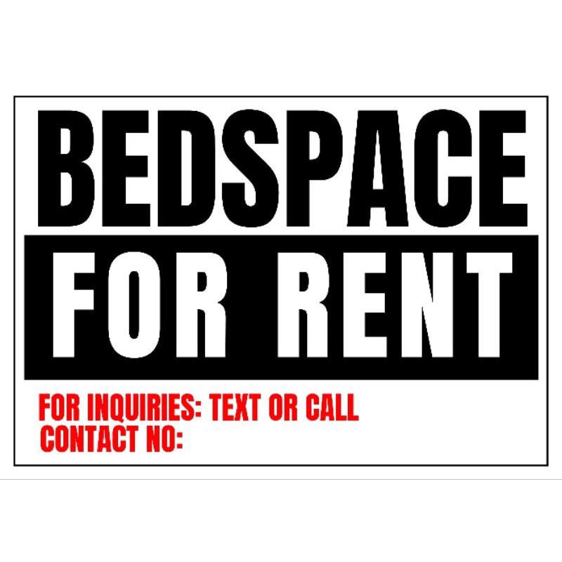 Apartment for Rent/ Bedspace for Rent Signage A4 Size Laminated ...