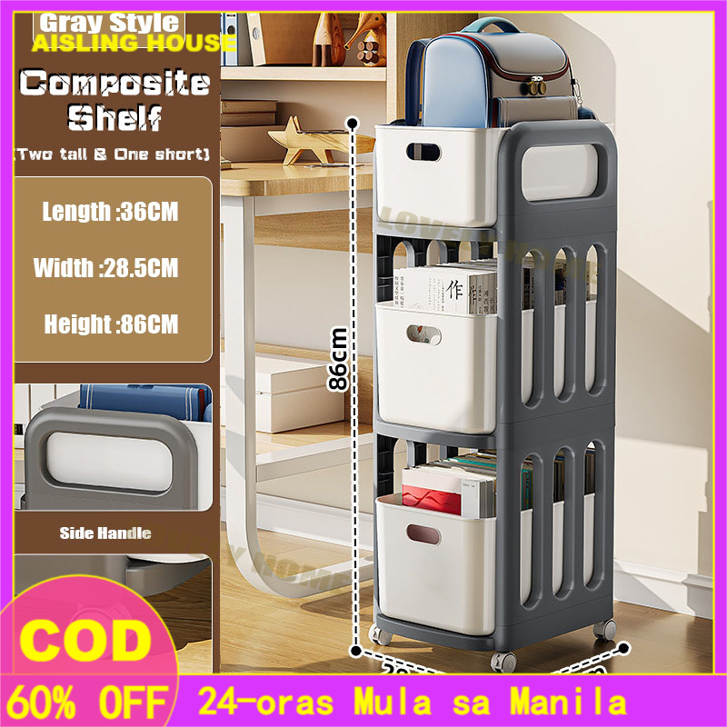 aisling Under the Table Storage Rack with Wheel Deskside Bookshelf ...