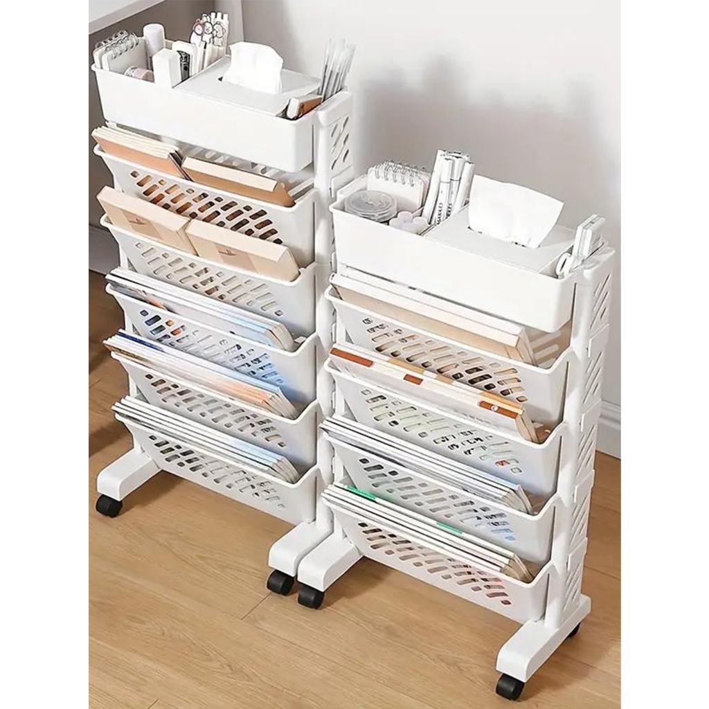 Movable Bookshelf, Floor-Standing Classroom Desk File Organizer With ...