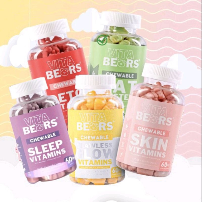 VITABEARS Gummies Detox Hair Vitamins Collagen Glutathione Apple Cider ...