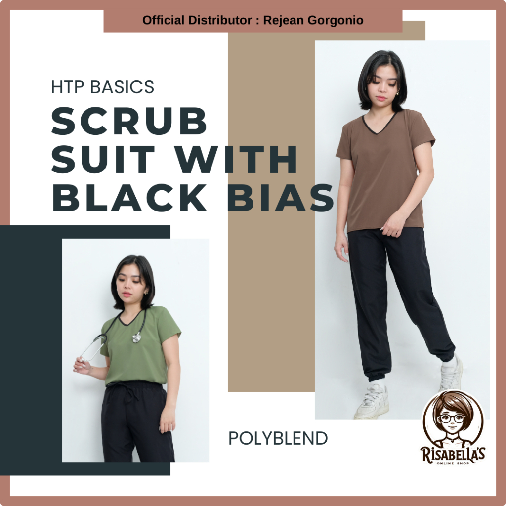 HTP Basics Women's Unifit Scrub Suit with Black Bias & Black Sweatpants ...