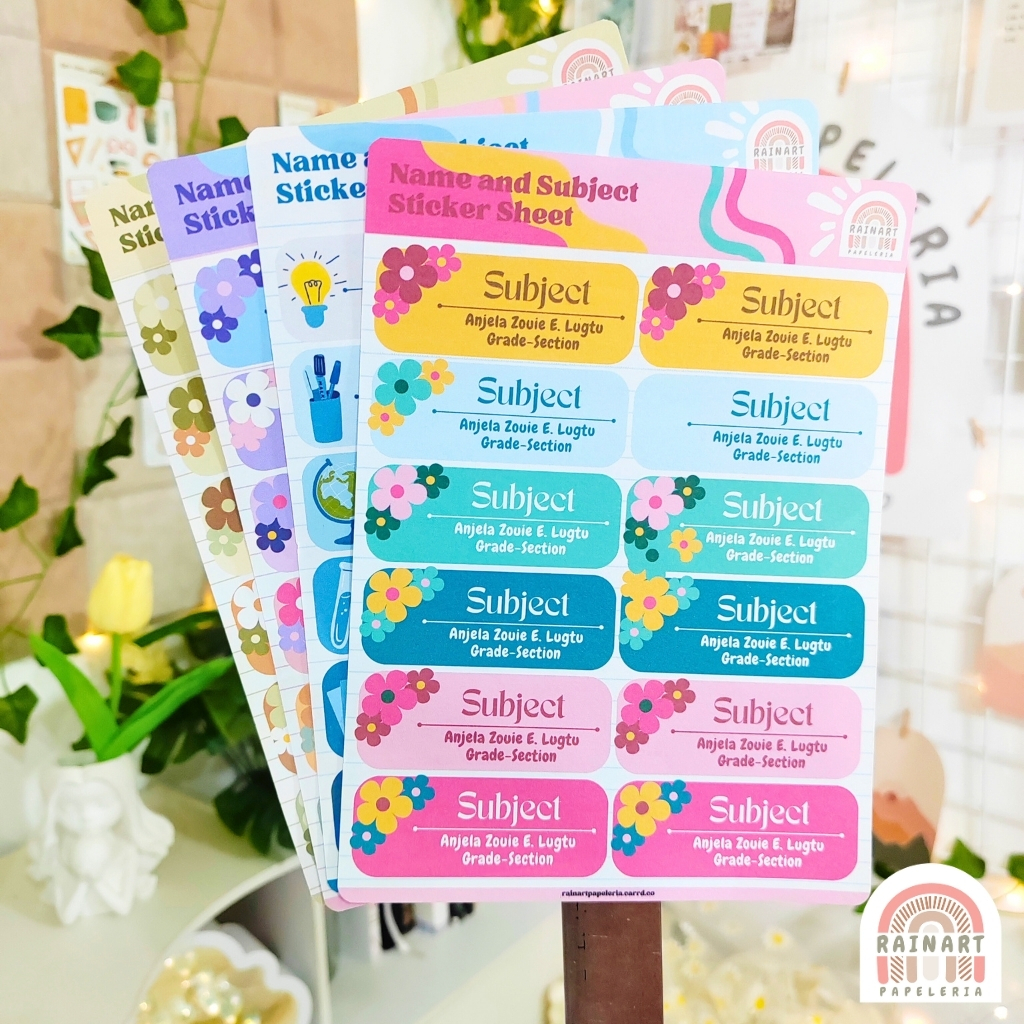 Customized Personalized Name and Subject Sticker Sheet for Kids ...