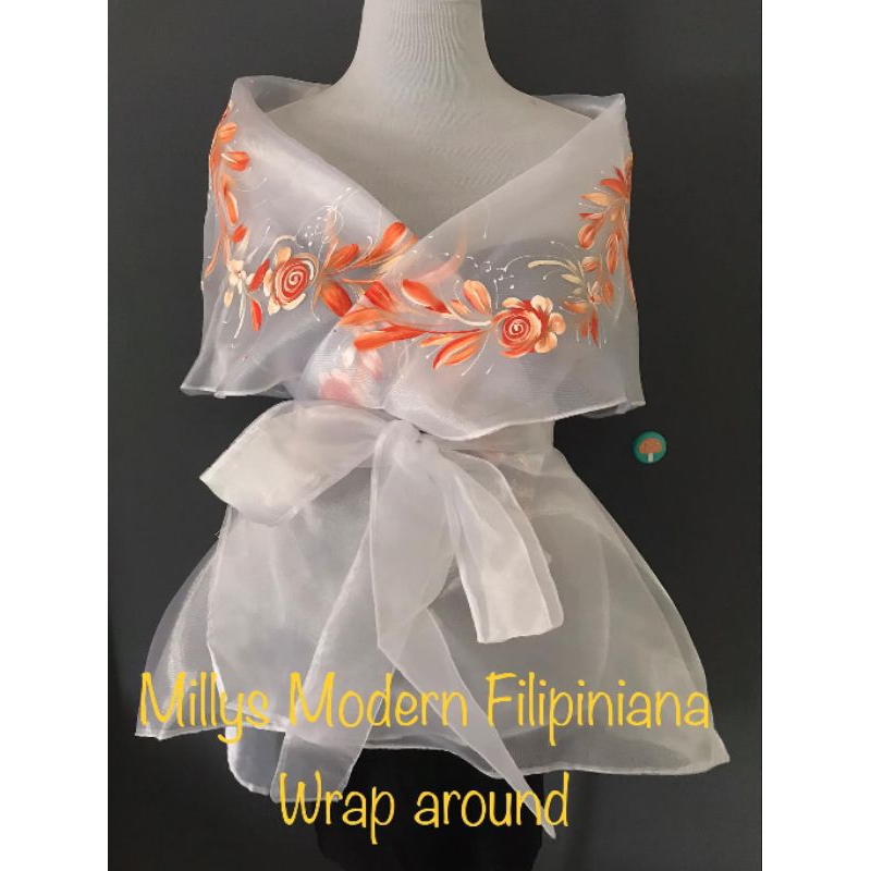 New white hand paint millys modern filipiniana wrap around buwan ng ...