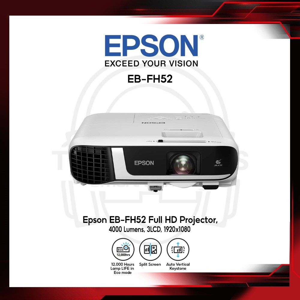 Epson EB-FH52 Full HD Projector, 4000 Lumens, 3LCD, 1920x1080 | Shopee Philippines