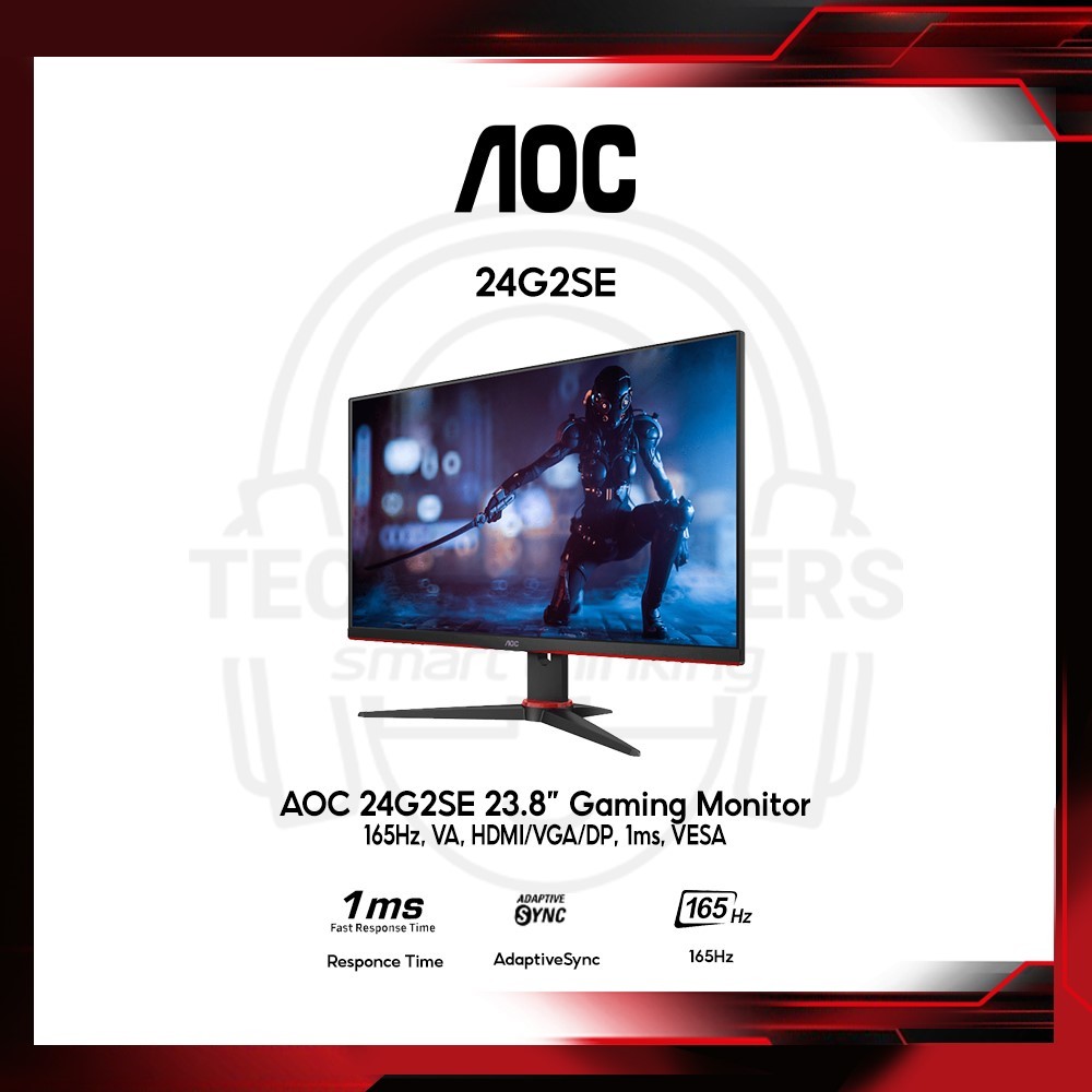 AOC 24G2SE 23.8” Gaming Monitor (165Hz, VA, HDMI/VGA/DP, 1ms, VESA ...