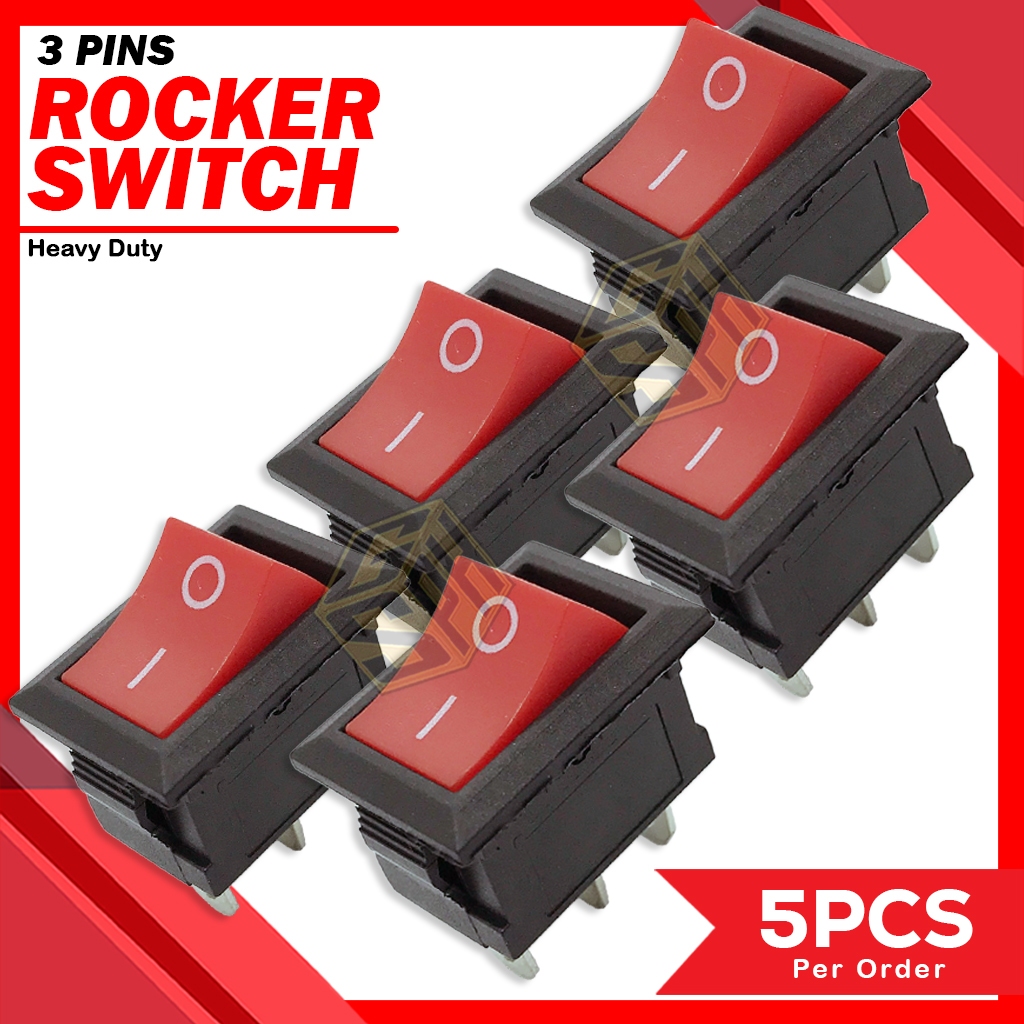 GS 5PCS Rocker Switch – 3-Pin Heavy-Duty ON/OFF for Automotive & DIY ...
