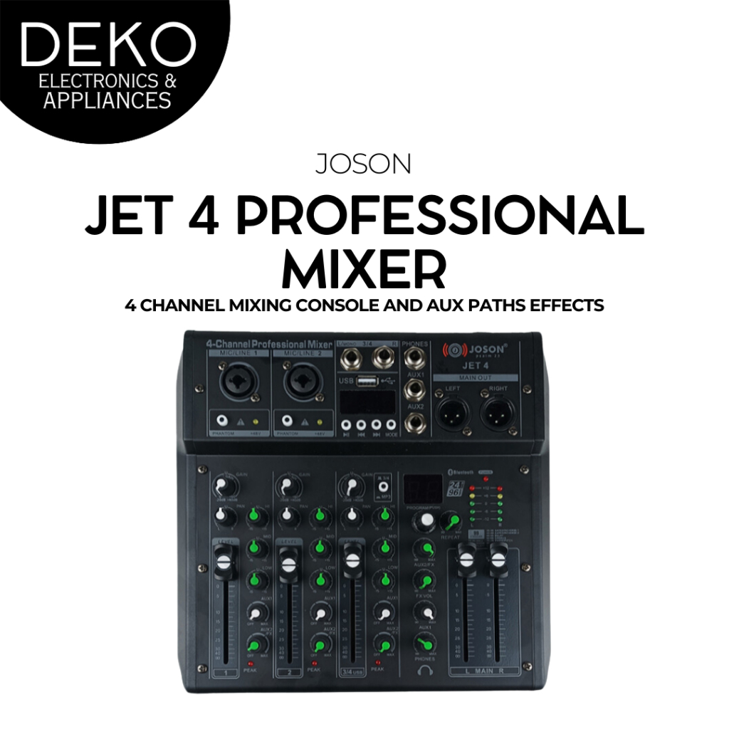 Joson Jet 4 Professional Mixer 4-Channel Mixing Console and Aux Paths ...