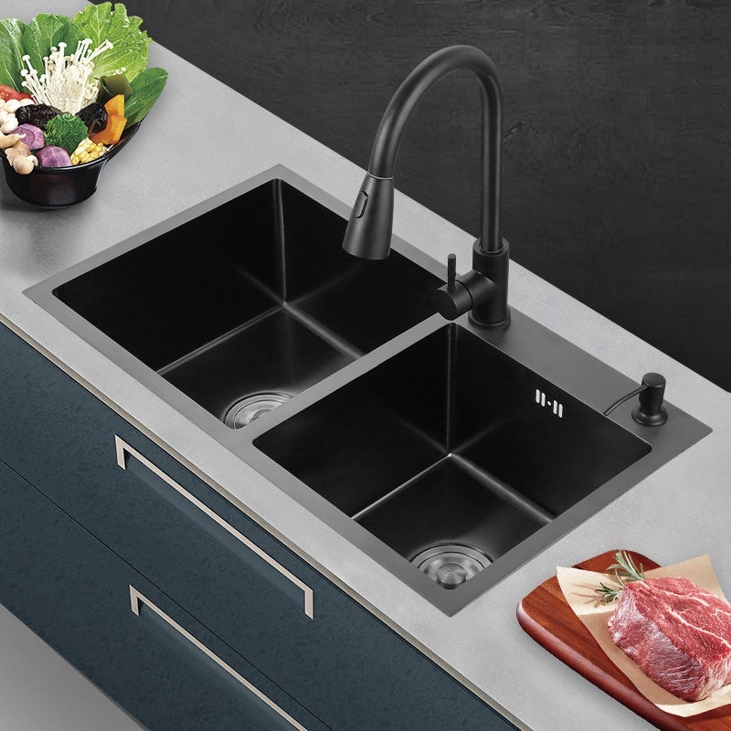 SUS304 Kitchen Single/Double Sink Silver/black Premium Home Sink Free ...