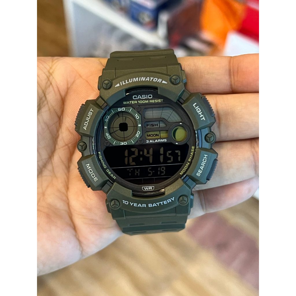 ORIGINAL CASIO Illuminator Digital Green Resin Band Men's Watch WS ...