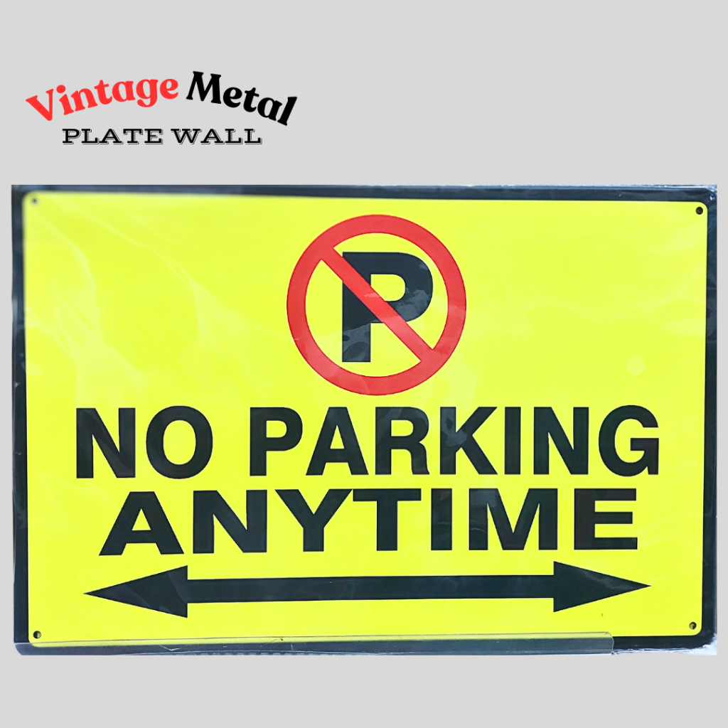 NO PARKING ANYTIME Signage - Vintage Metal Plate Wall by CraftCandle ...