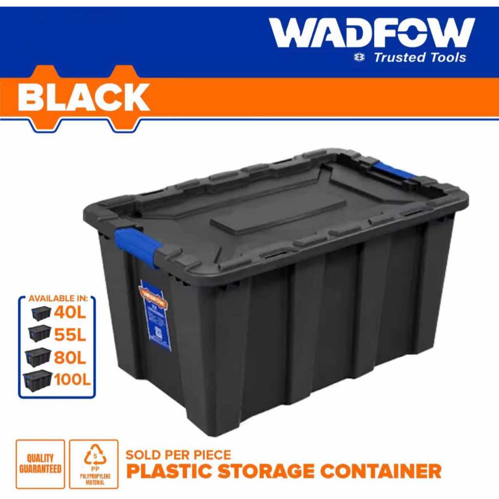 Plastic Storage Container 40L-100L Multipurpose Stackable Tub Black ...