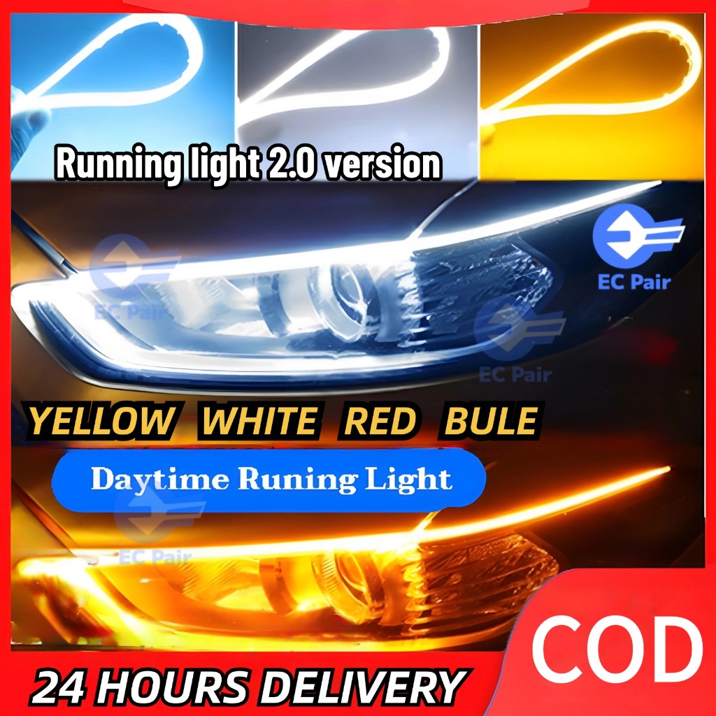 Car LED DRL Daytime Running Light Strip light Flow Turn Signal Guide ...
