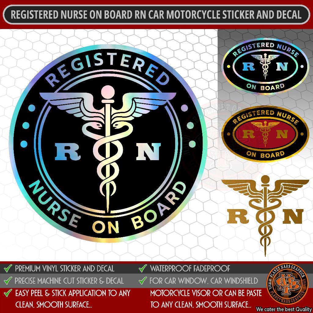 RN Registered Nurse On Board On Call Sticker and Decals for Car ...