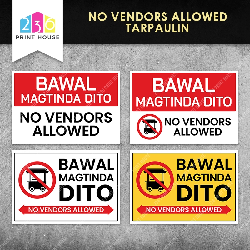 NO VENDORS ALLOWED Tarpaulin Banner • FREE Eyelets • Bawal Magtinda ...