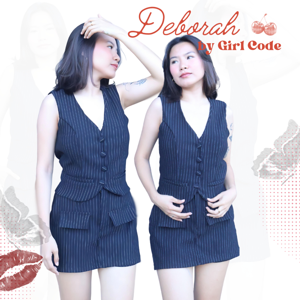 GIRL CODE Deborah Woven Vest and Garterized Skort Coordinates | Shopee ...