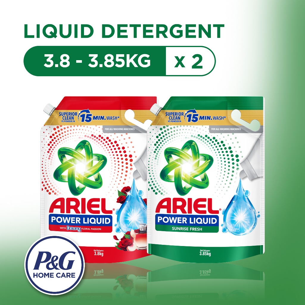 Ariel Liquid Detergent Floral Passion Sunrise Fresh Bundle 3.8 - 3.85KG Refill x 2 packs ...