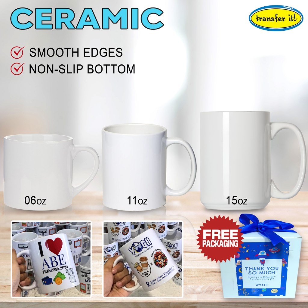 Transfer it Personalized/Customized Ceramic White mug 6oz, 11oz & 15oz ...