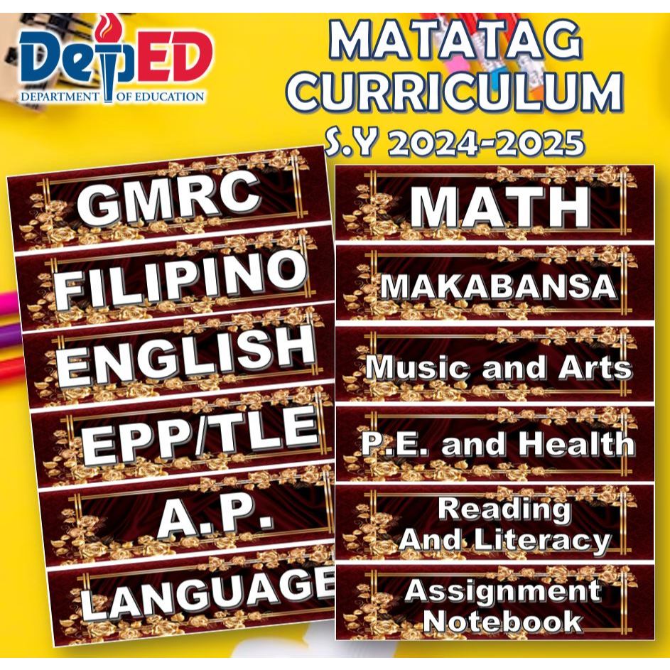 SUBJECT ORDER MATATAG CURRICULUM SY. 2024-2025 STICKER NOTEBOOK LABEL | Shopee Philippines