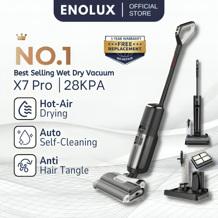 Enolux X7 Ultra Cordless Wet And Dry Vacuum Cleaner Smart Dual-sided ...