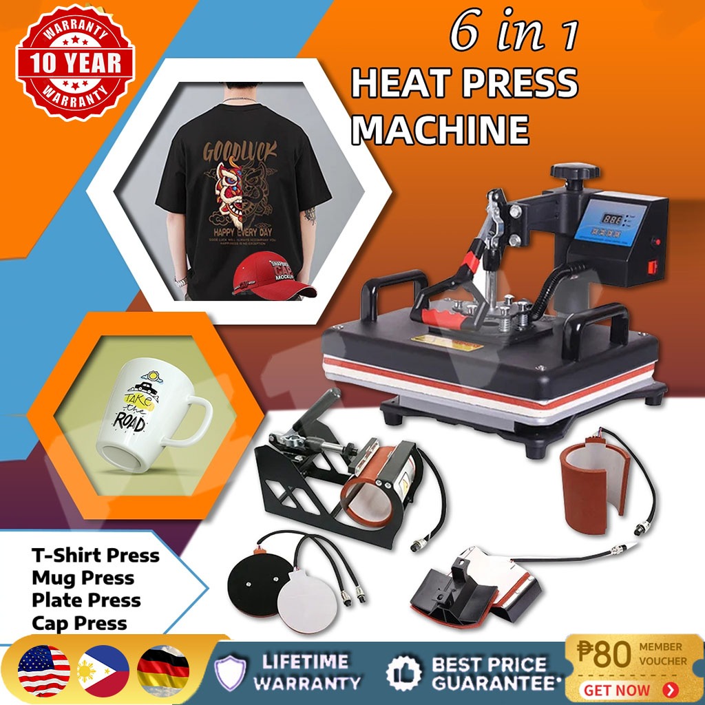 6 in 1 Multi function Heat Press Machine (T-Shirt Press/Mug Press/Plate ...