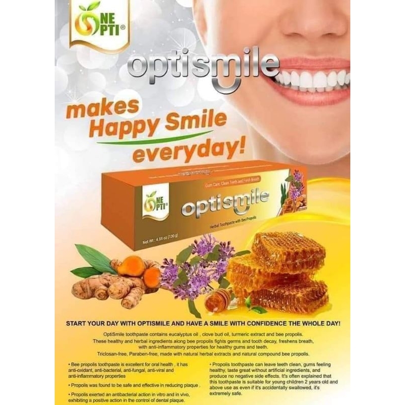 One Opti Smile Herbal Toothpaste with Bee Propolis 130g | Shopee ...