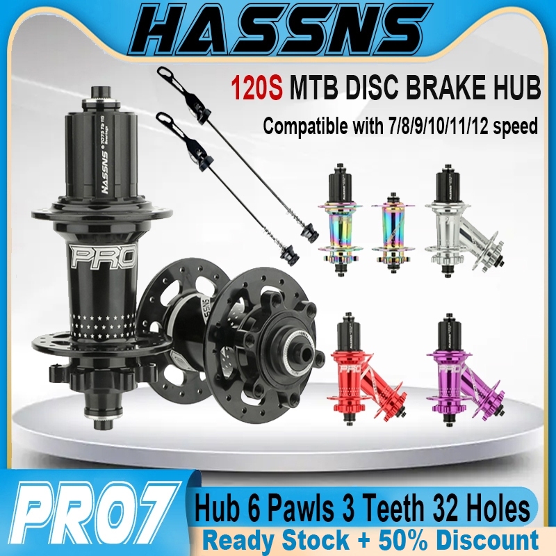 ⚡HASSNS PRO7 MTB Hub 6 Pawls 32 Holes Ultralight Hub 120 Beeps Sealed ...