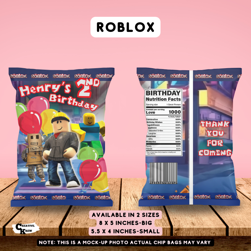 PAW PATROL/ ROBLOX Chip Bags Party Loot Bag Personalize Name ...
