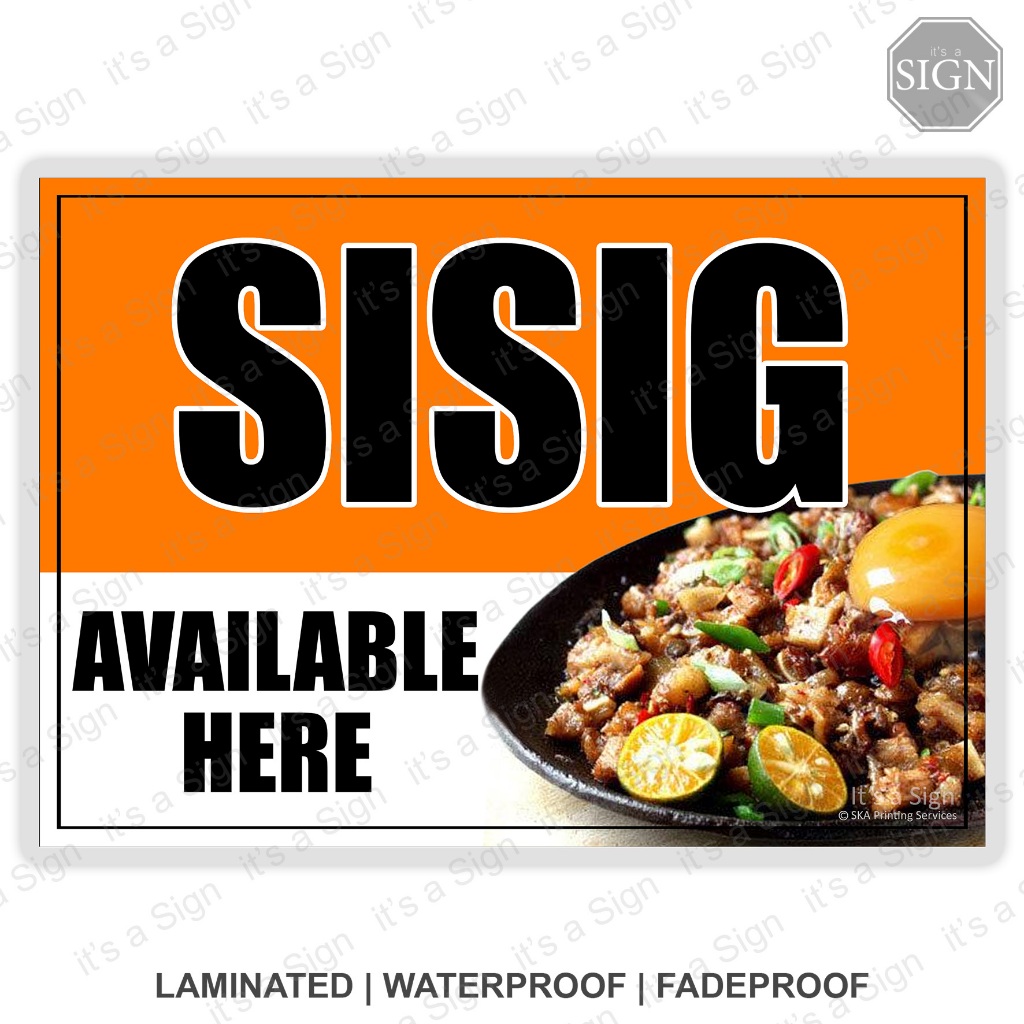 Sisig Pork Chicken Food Store Sign - Laminated Signage - A4/A3 Size ...