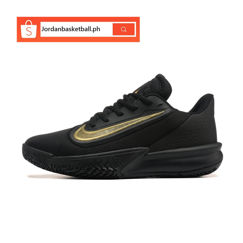 100% Original Nike Precision 7 Black Gold Sports Basketball Shoes for ...