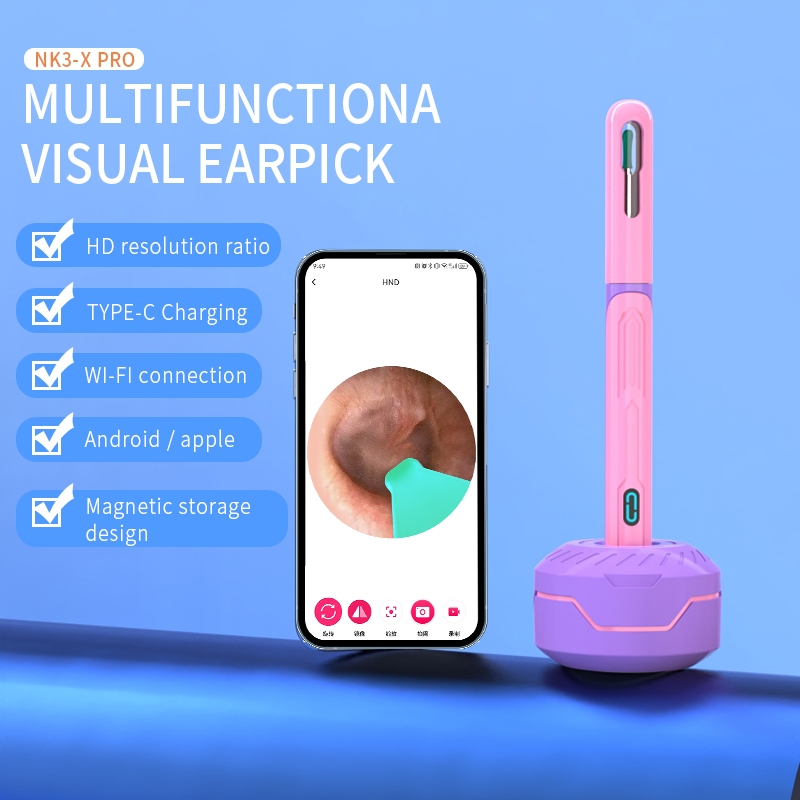 NK3-X PRO Visual Ear Excavator Cordless HD Endoscopic Cleaning Ear ...