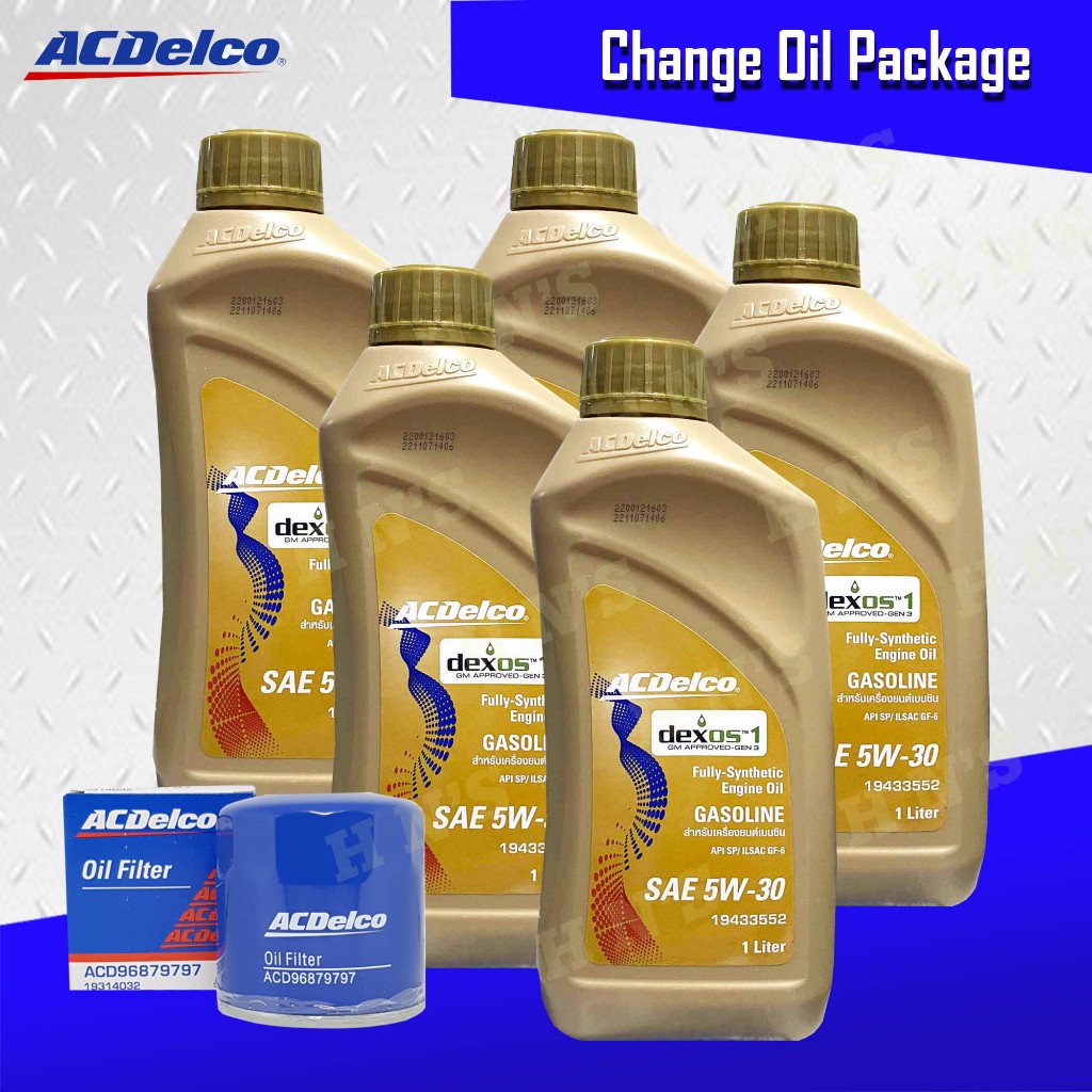 ACDelco 5W-30 Dexos 1 Fully Synthetic Engine Oil Package for Chevrolet ...