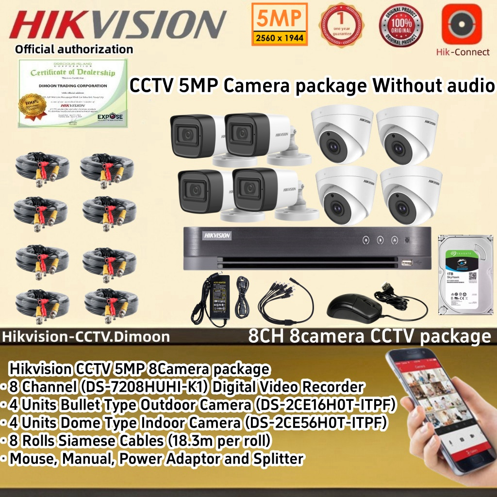 Hikvision CCTV 5MP Camera package 4/8 camera HD 3K infrared night ...
