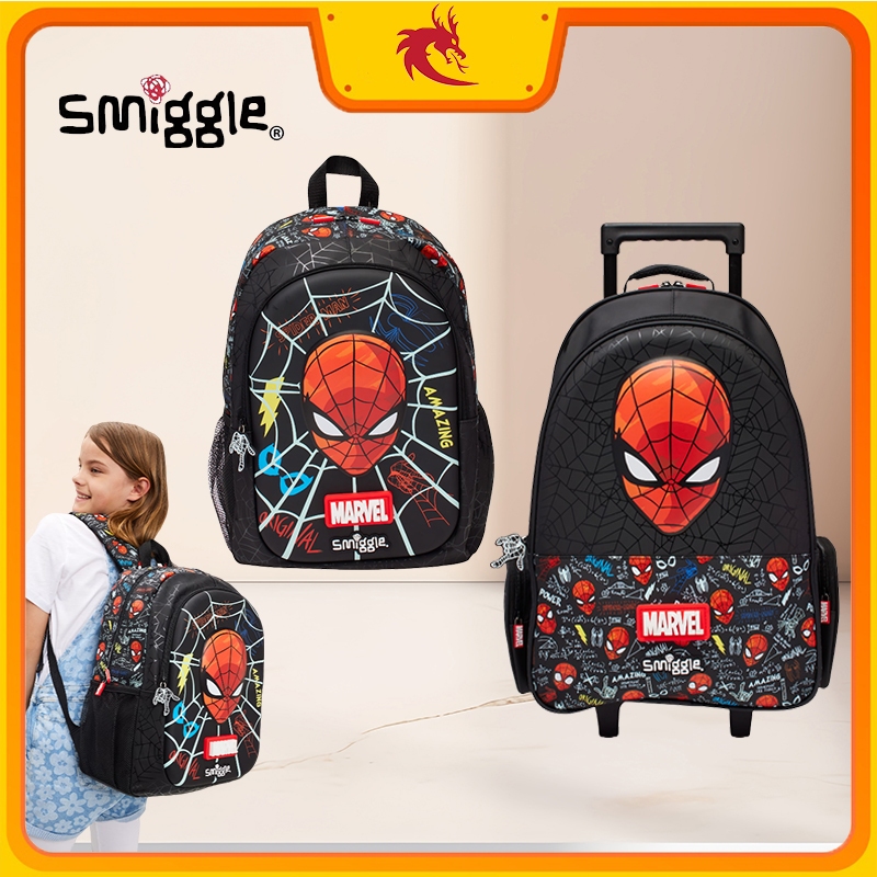 Smiggle Spider-Man Trolley Bag With Light Up Wheels Classic Primary ...