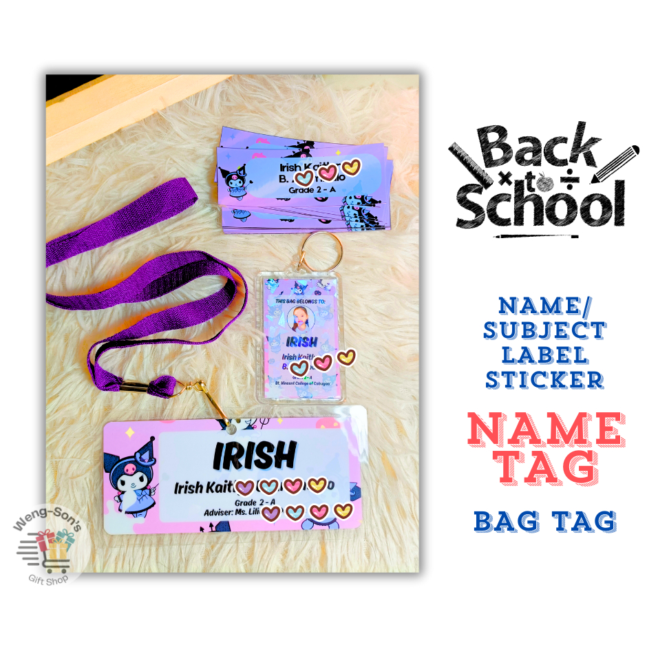Name Tag | Bag Tag | Notebook Label Sticker | Back- to-School ...