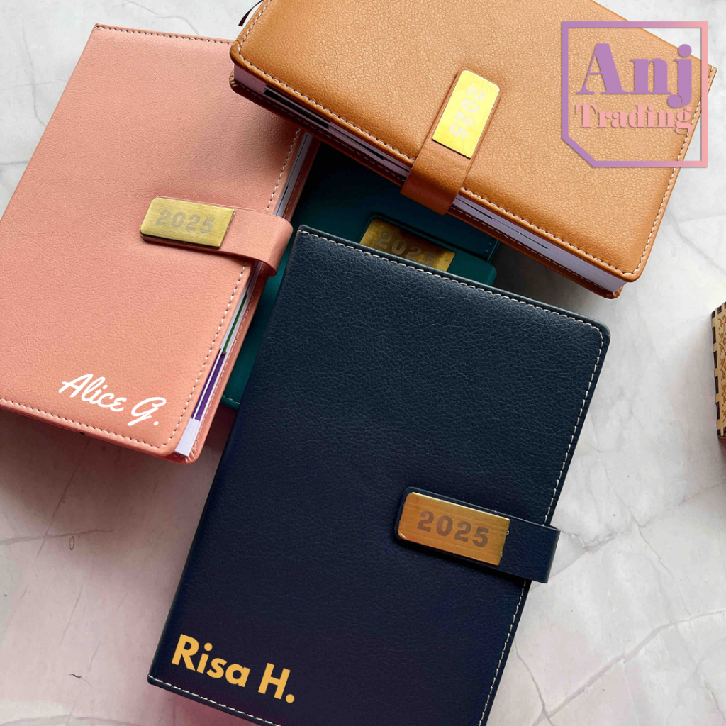 2025 Planner Leather Cover Gold Plated Magnetic Lock Monthly Weekly ...