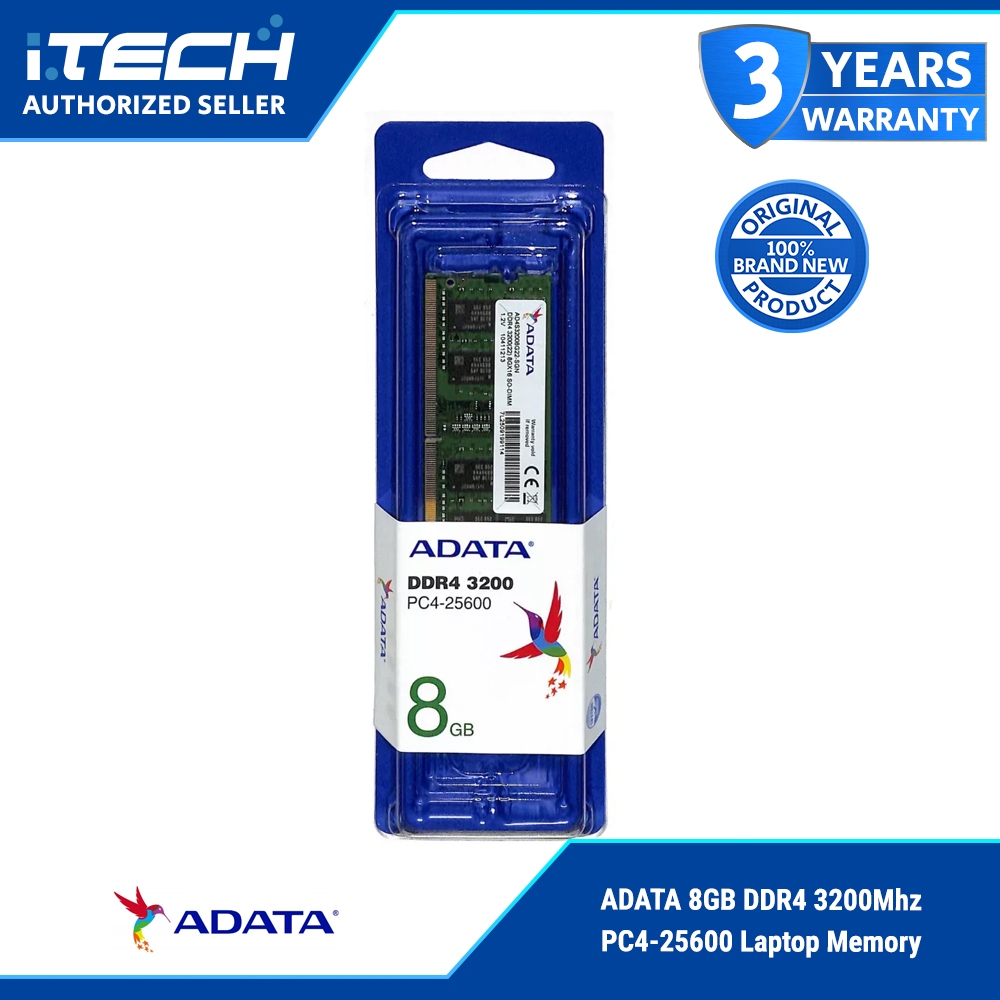 ADATA 8GB DDR4 3200Mhz PC4-25600 Laptop Memory | Shopee Philippines
