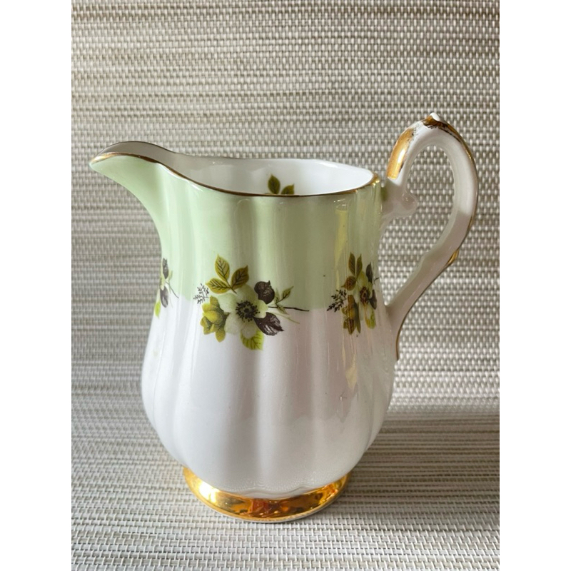 Clare England Bone China Vintage Gold Ribbed Green Creamer | Shopee ...