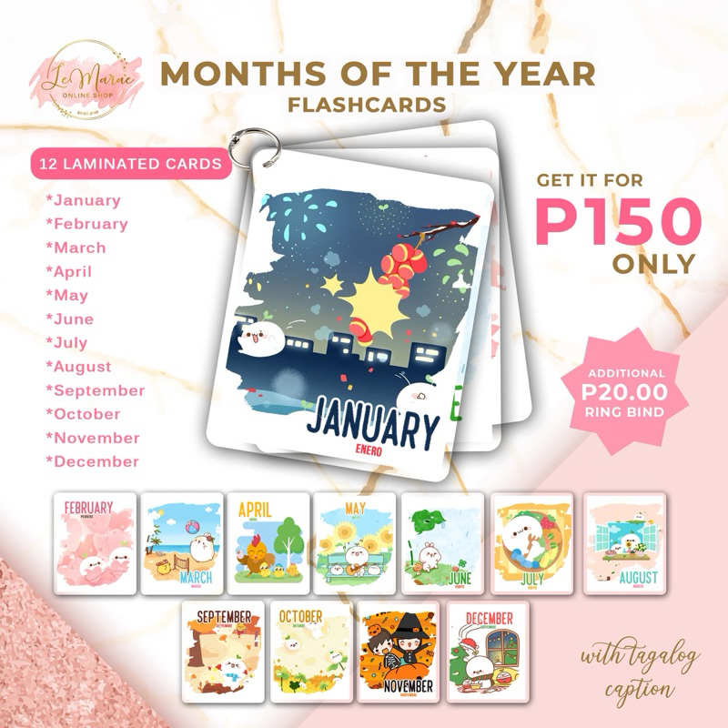 MGA BUWAN NG TAON Months Tagalog Filipino Taglish Lamimated Educational ...